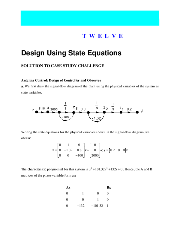 (PDF) Design Using State Equations SOLUTION TO CASE STUDY CHALLENGE