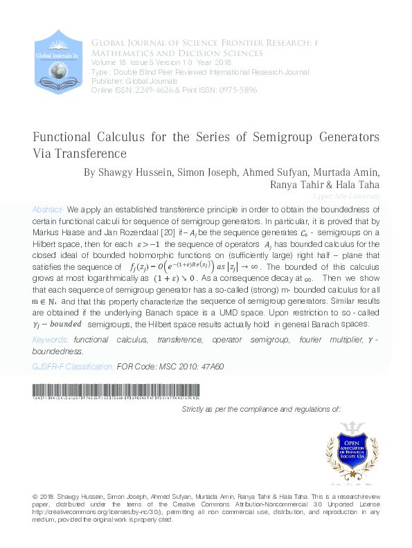 (PDF) Functional Calculus for the Series of Semigroup Generators Via Transference