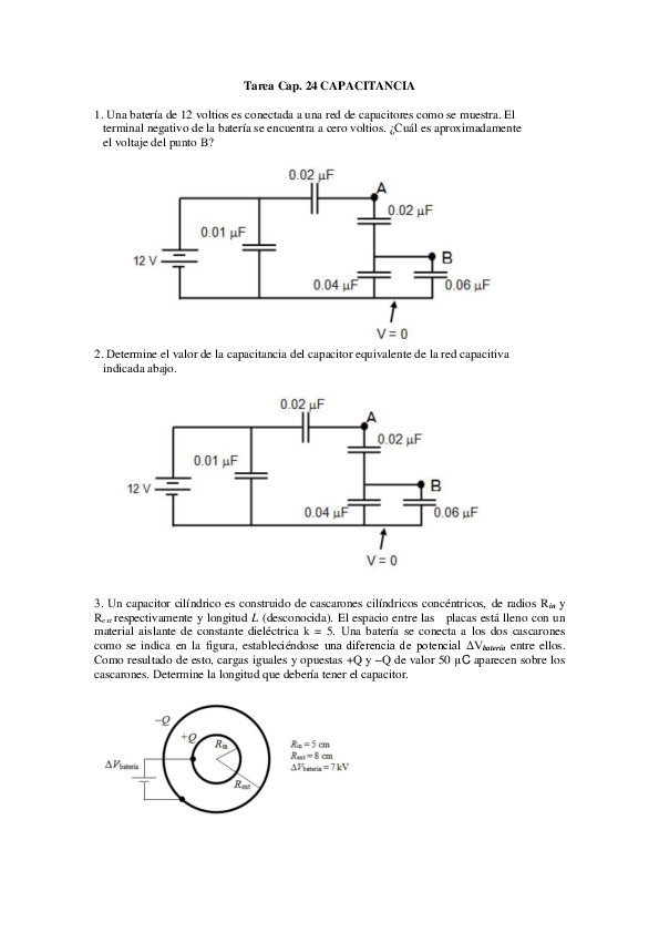 (PDF) Tarea Cap. 24 CAPACITANCIA
