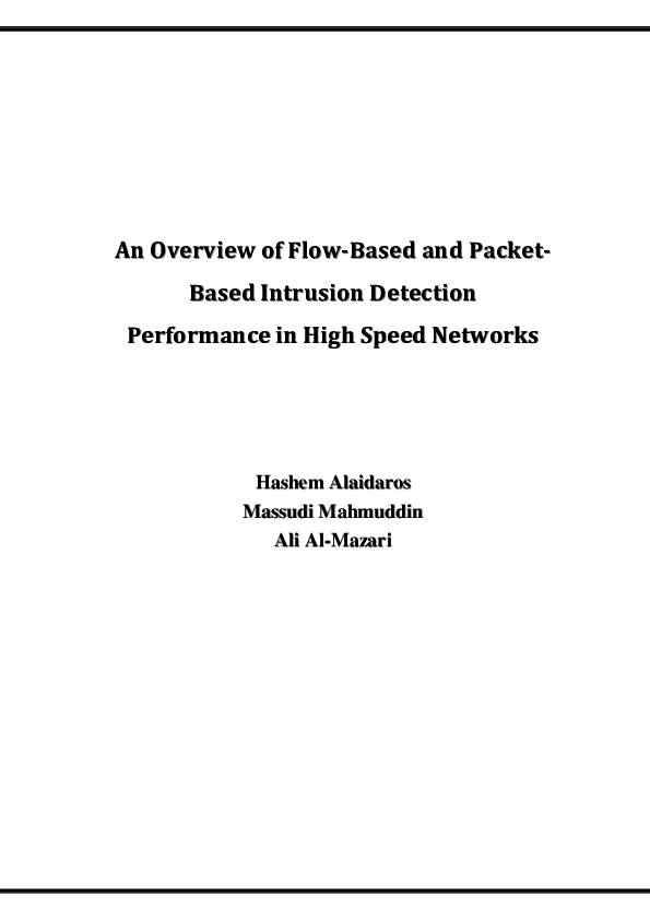 Pdf An Overview Of Flow Based And Packet Based Intrusion Detection Performance In High Speed