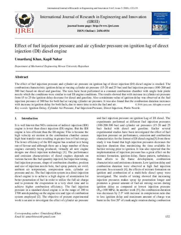 (PDF) Effect of fuel injection pressure and air cylinder pressure on ...
