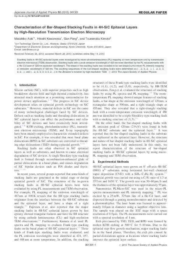 (PDF) Characterization of Bar-Shaped Stacking Faults in 4H-SiC ...
