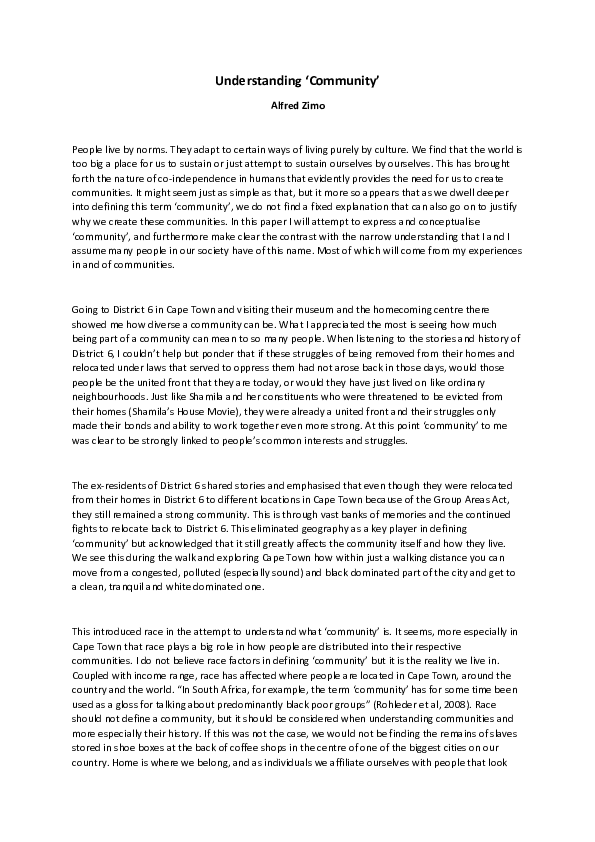 (DOC) Understanding 'Community'