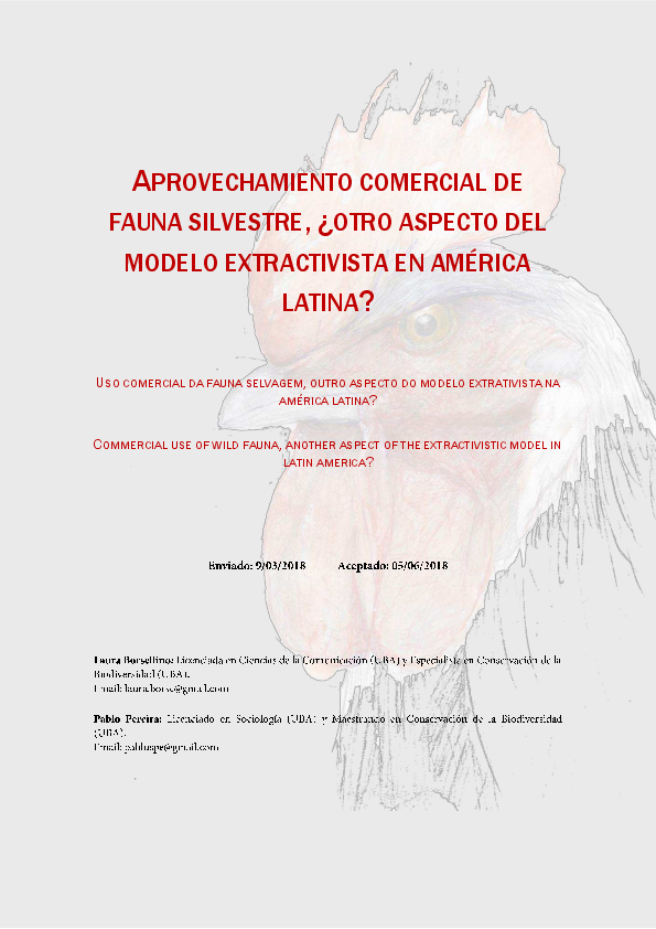 (PDF) APROVECHAMIENTO COMERCIAL DE FAUNA SILVESTRE, ¿OTRO ASPECTO DEL ...