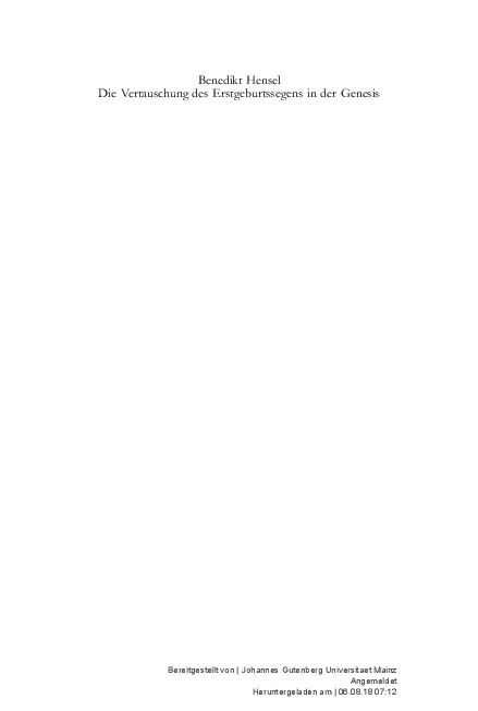 (PDF) Hensel (2011), Die Vertauschung des Erstgeburtssegens in der ...