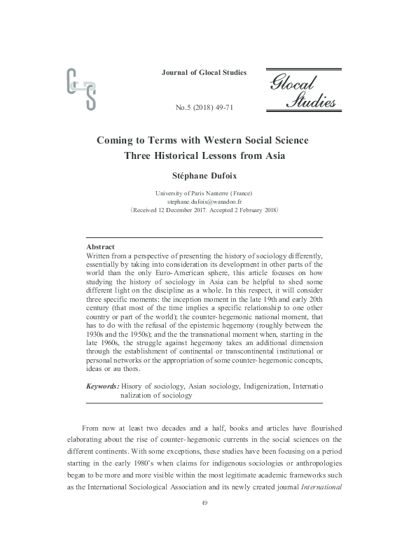 (PDF) Coming to Terms with Western Social Science Three Historical ...