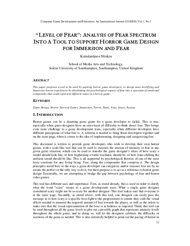 (PDF) " LEVEL OF FEAR " : ANALYSIS OF FEAR SPECTRUM INTO A TOOL TO ...