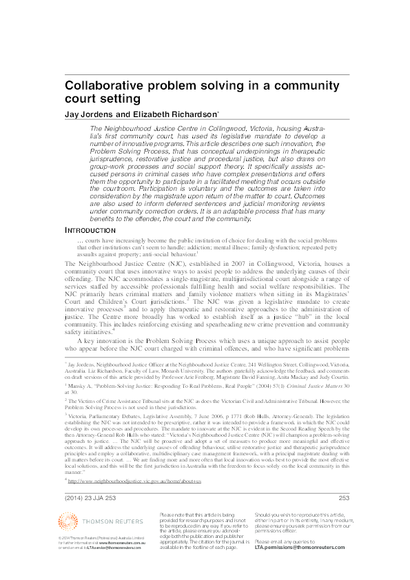 (PDF) Collaborative problem solving in a community court setting