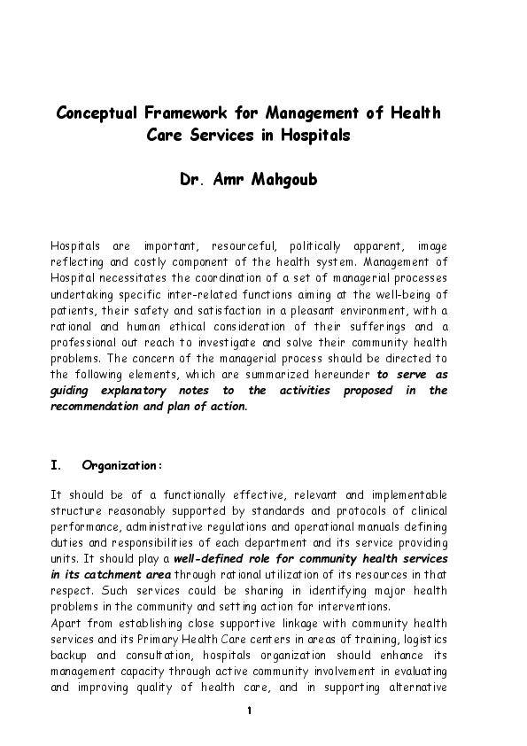 (DOC) Conceptual Framework for Management of Health Care Services in ...