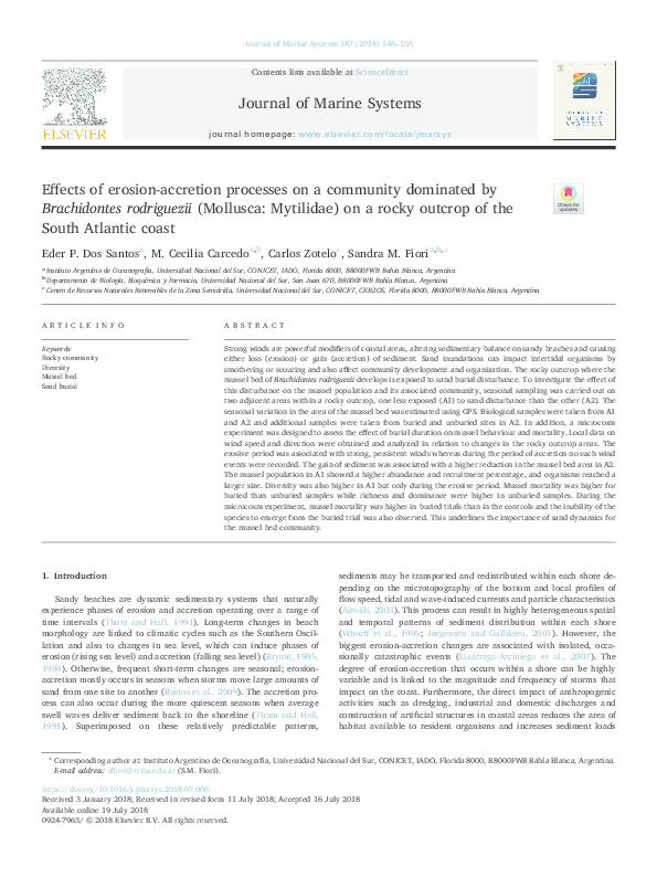 (PDF) Effects of erosion-accretion processes on a community dominated ...