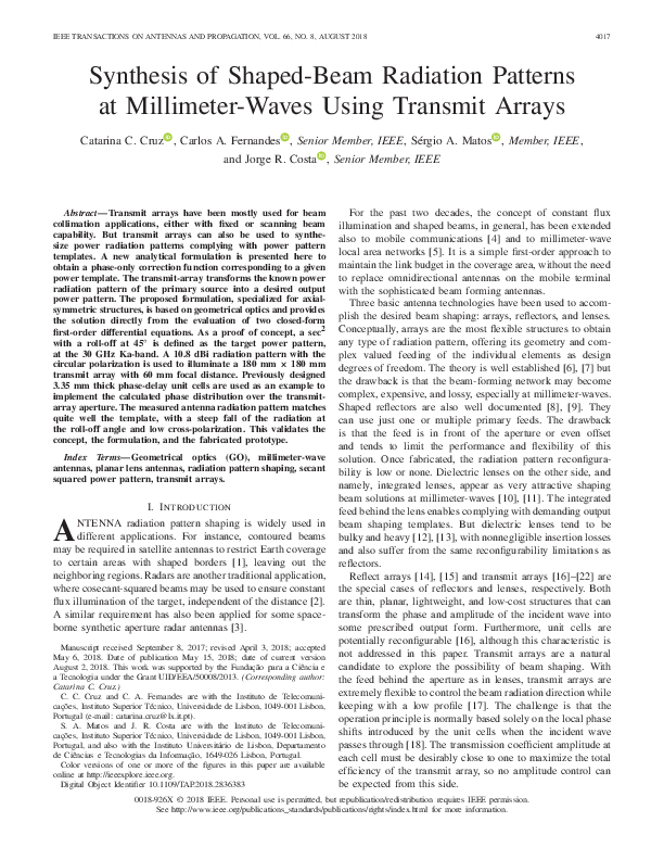 (PDF) Synthesis of Shaped-Beam Radiation Patterns at Millimeter-Waves ...