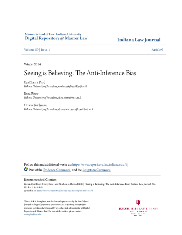 (PDF) Seeing is Believing: The Anti-Inference Bias