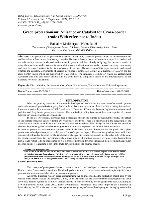 (PDF) Green protectionism: Nuisance or Catalyst for Cross-border trade ...