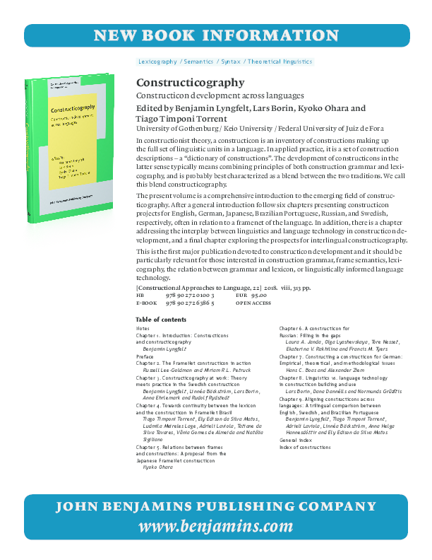 (PDF) Constructicography: Constructicon development across languages.