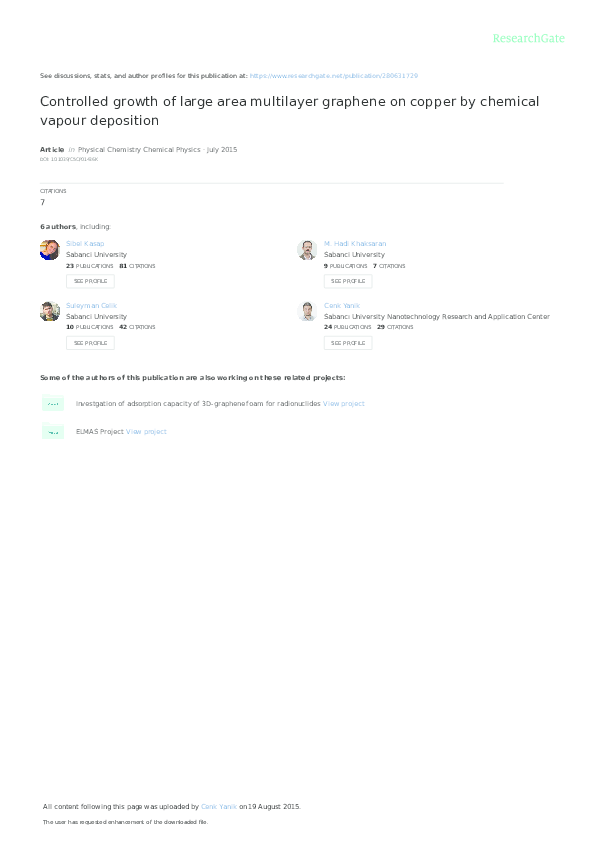 (PDF) Controlled growth of large area multilayer graphene on copper by ...