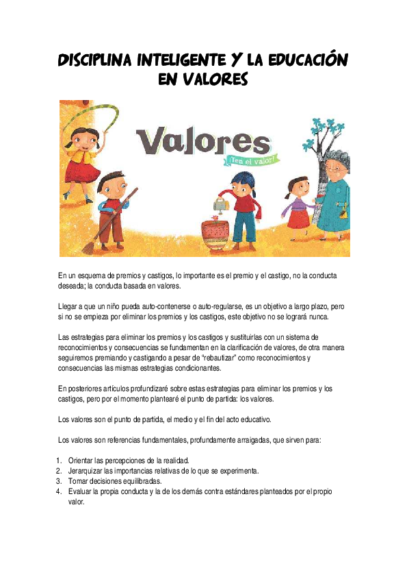 (PDF) Disciplina inteligente y la educación en valores