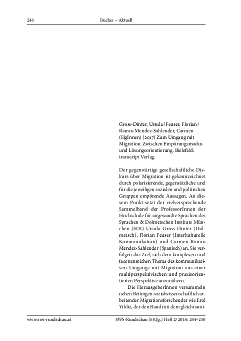 (PDF) Rezension zu Gross-Dinter, Ursula / Feuser, Florian / Ramos ...