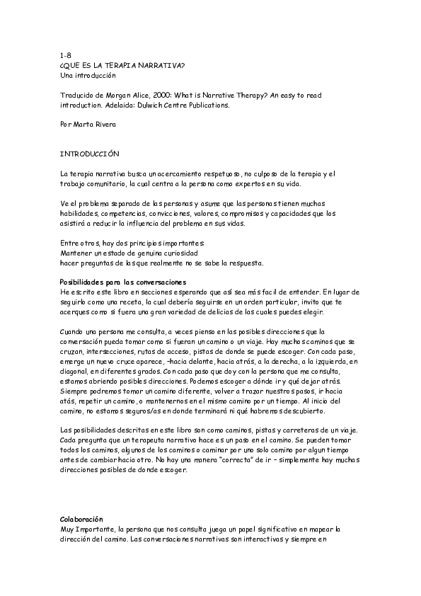 (PDF) MR2 Que es la Terapia Narrativa