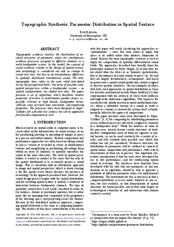 Pdf Topographic Synthesis Parameter Distribution In Spatial Texture