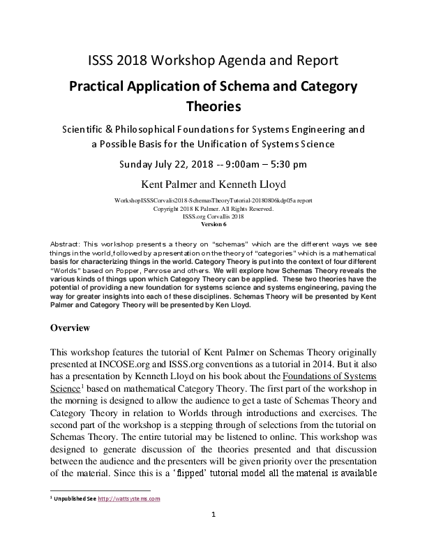 (PDF) Practical Application of Schema and Category Theories