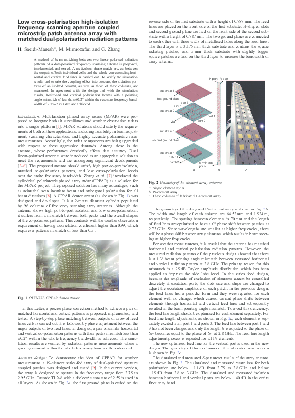 (PDF) Low cross-polarisation high-isolation frequency scanning aperture coupled microstrip patch ...