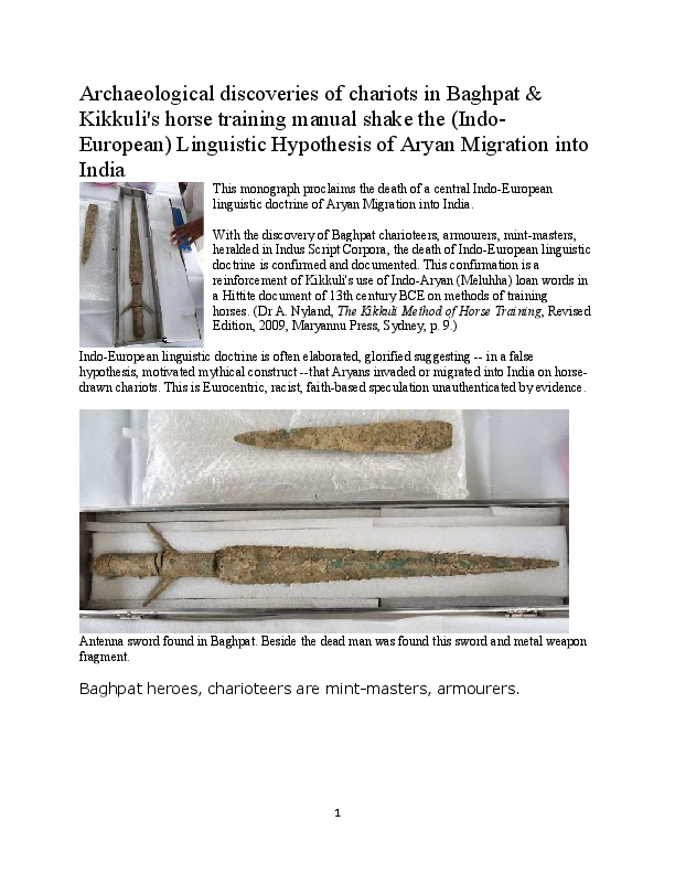 (PDF) Archaeological discoveries of chariots in Baghpat & Kikkuli's ...