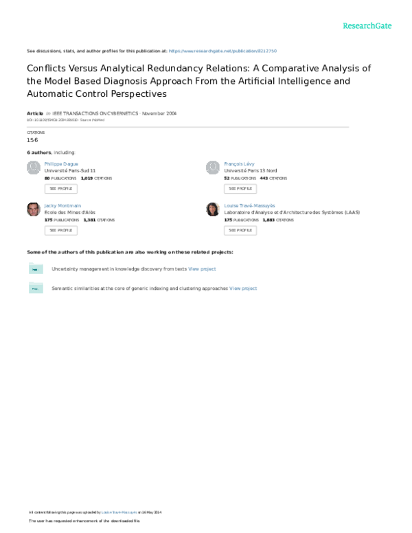 (PDF) Conflicts Versus Analytical Redundancy Relations: A Comparative Analysis of the Model ...