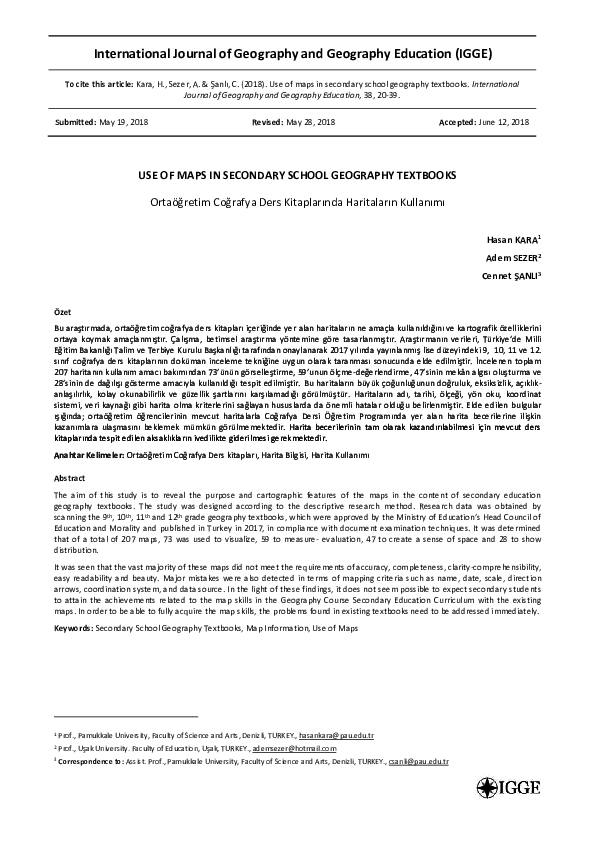 (PDF) Use of Maps in Secondary School Geography Textbooks