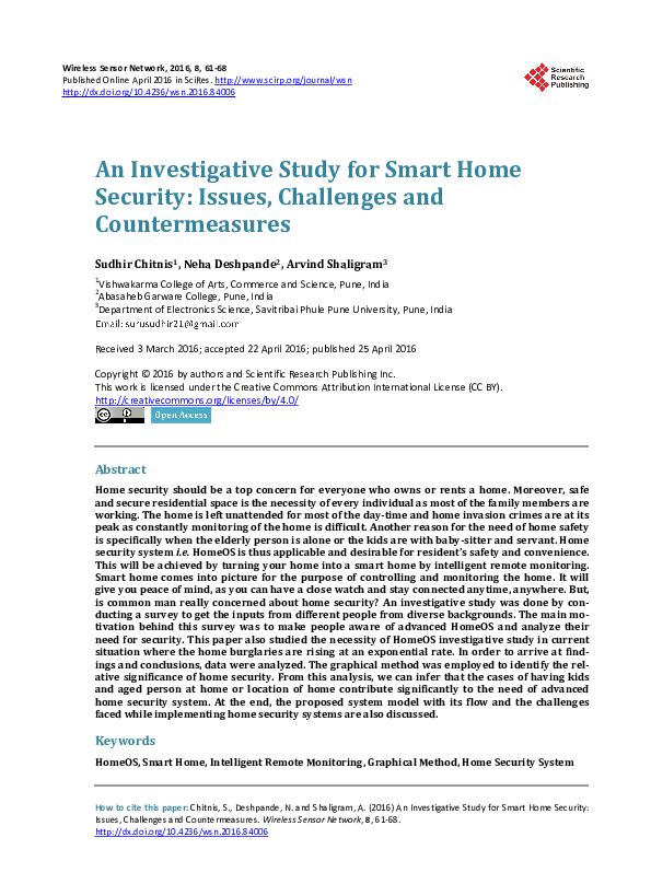 (PDF) An Investigative Study for Smart Home Security: Issues ...