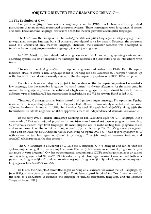 Pdf Tobject Oriented Programming Using C