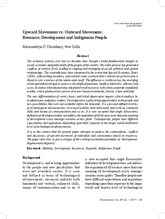 (PDF) Upward Movement vs. Outward Movement: Resource, Development and ...