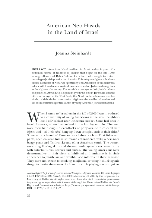 (PDF) American Neo-Hasids In the Land of Israel