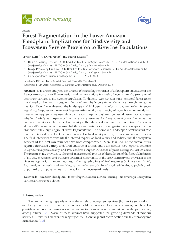 (PDF) Forest Fragmentation in the Lower Amazon Floodplain: Implications for Biodiversity and ...