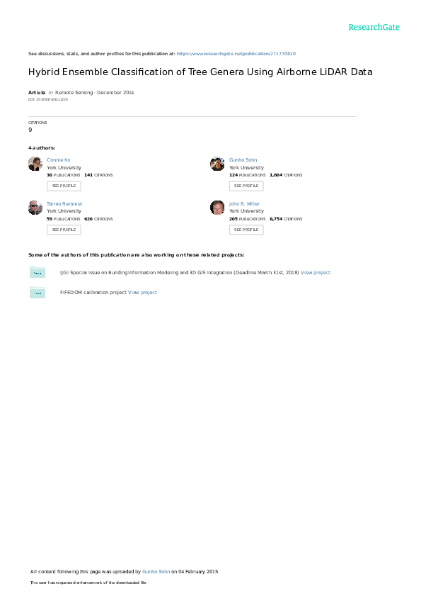 (PDF) Hybrid Ensemble Classification of Tree Genera Using Airborne LiDAR Data