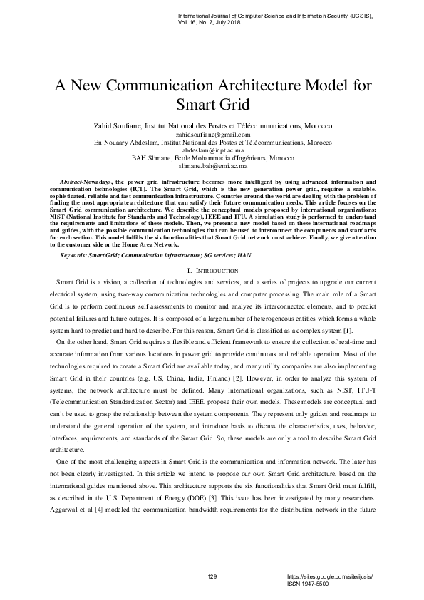 (PDF) A New Communication Architecture Model for Smart Grid