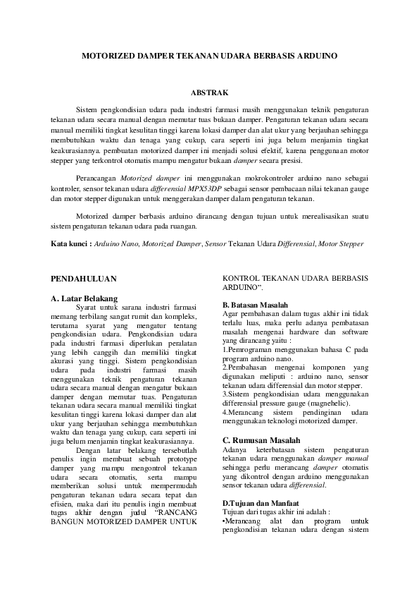 (DOC) MOTORIZED DAMPER TEKANAN UDARA BERBASIS ARDUINO
