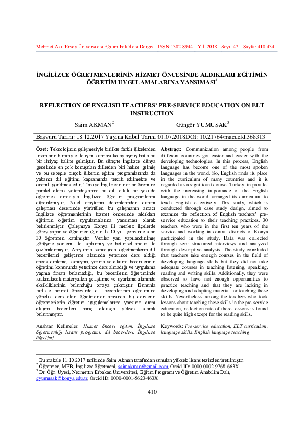 PDF REFLECTION OF ENGLISH TEACHERS PRE SERVICE EDUCATION ON ELT pdf-reflection-of-english-teachers-pre-service-education-on-elt