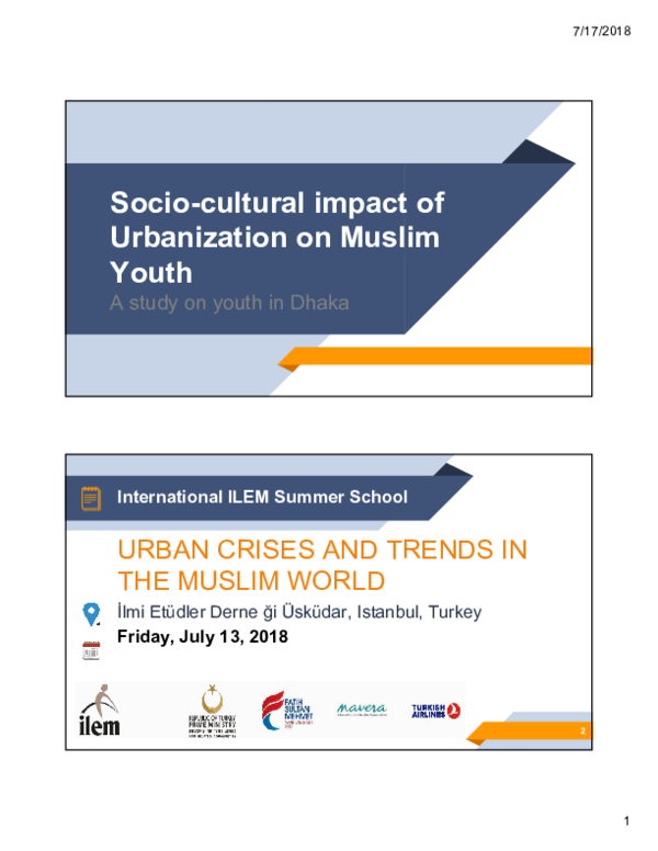 (PDF) Socio-cultural impact of Urbanization on Youth: A study on Dhaka