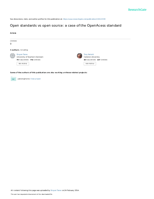 (PDF) Open Standards Vs Open Source: a Case of the OpenAcess Standard