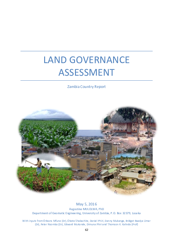 (PDF) Land Governance Assessment Framework- Zambia Country Report