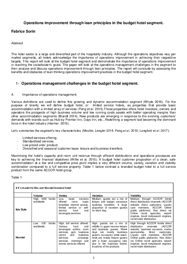 (PDF) Lean principles application in the budget hotel segment