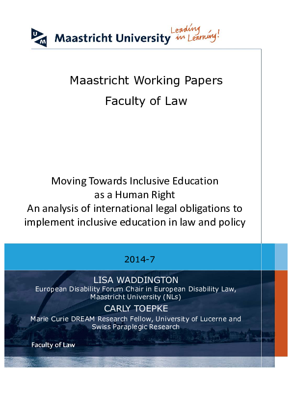 (PDF) “Legal Opinion. Moving Towards Inclusive Education as a Human ...
