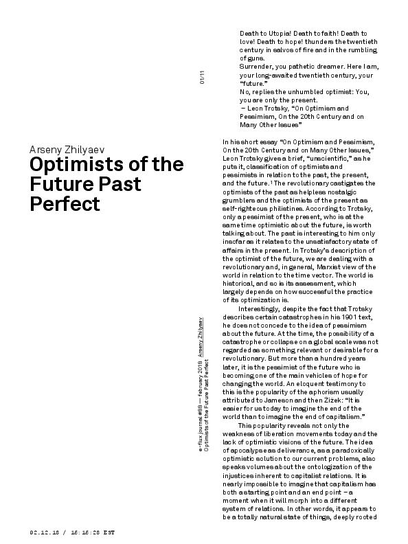 (PDF) Optimists of the Future Past Perfect