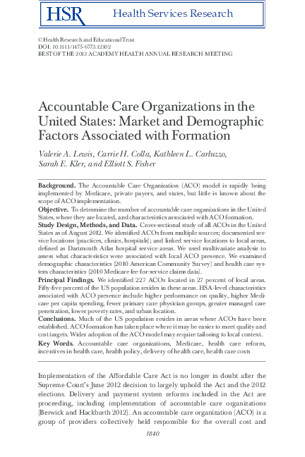 (PDF) The Road to Accountable Care: Building Systems for Population ...