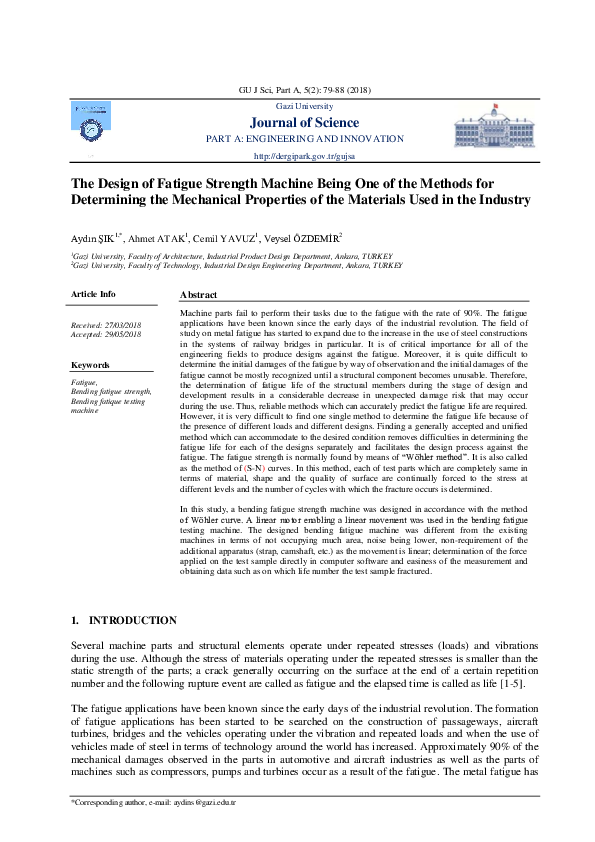 (PDF) The Design of Fatigue Strength Machine Being One of the Methods ...