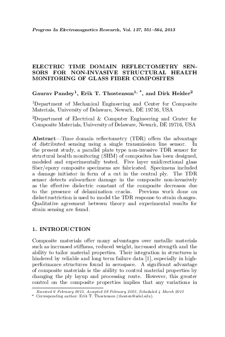 (PDF) Electric Time Domain Reflectometry Sensors for Non-Invasive ...
