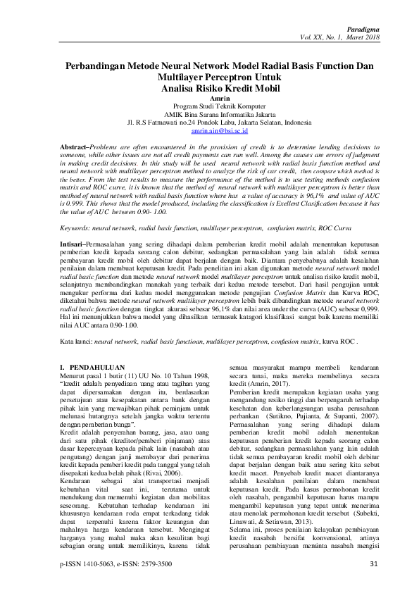 (PDF) Perbandingan Metode Neural Network Model Radial Basis Function Dan Multilayer Perceptron ...