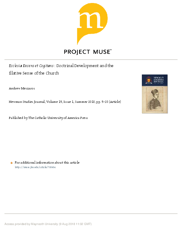 (PDF) Ecclesia Docens et Cogitans: Doctrinal Development and the ...