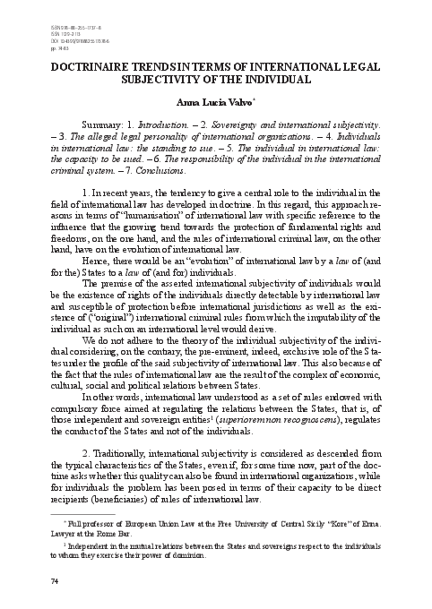 (PDF) DOCTRINAIRE TRENDS IN TERMS OF INTERNATIONAL LEGAL SUBjECTIVITY ...