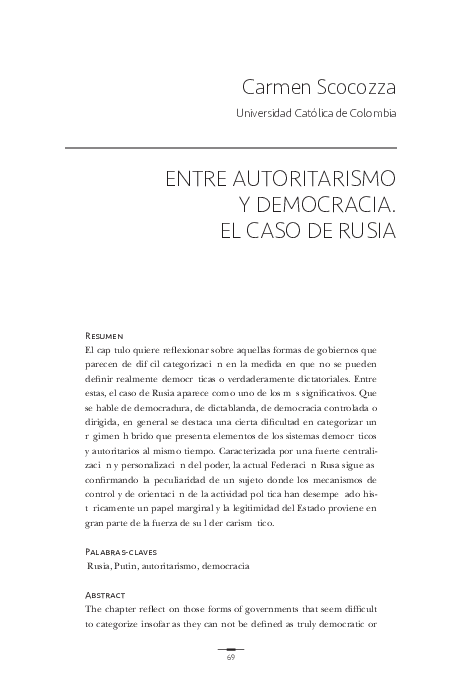 (PDF) ENTRE AUTORITARISMO Y DEMOCRACIA. EL CASO DE RUSIA